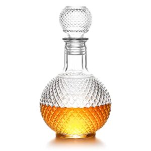 gifts for men dad,glass liquor decanter with airtight globe stopper, whiskey decanter for alcohol, wine, mouthwash, bourbon, brandy, liquor, juice| 33.81 oz