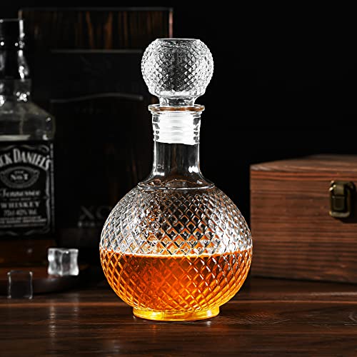 Gifts for Men Dad,Glass Liquor Decanter with Airtight Globe Stopper, Whiskey Decanter for Alcohol, Wine, Mouthwash, Bourbon, Brandy, Liquor, Juice| 33.81 oz