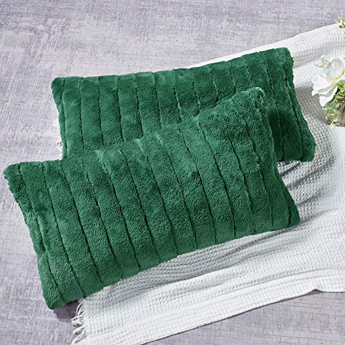 Home Soft Things Serenta Super Mink Solid Color Throw Pillow Shell with Sherpa Backing Cushion Cover 2 Piece Set, 14" x 26", Eden