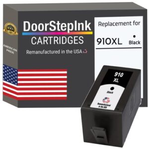 doorstepink remanufactured in the usa ink cartridge replacements for hp 910xl black for printers officejet pro 8010 series 8012 8014 8015 8020 8021 8022 8023 8024 8025 8025e 8026 8028 8030-910 xl