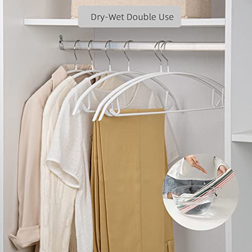 Nature Smile 20 Pack Non-Slip Suit Hanger,Coat Jacket Hangers,Sweater Hangers,PVC-Coating Metal Hangers for Pants,Shawls,Belts,Bras - Dimple & Crease Free T-Shirt Hangers,White Color…