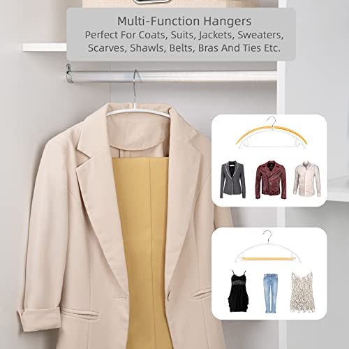 Nature Smile 20 Pack Non-Slip Suit Hanger,Coat Jacket Hangers,Sweater Hangers,PVC-Coating Metal Hangers for Pants,Shawls,Belts,Bras - Dimple & Crease Free T-Shirt Hangers,White Color…