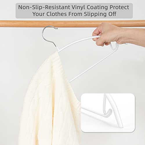 Nature Smile 20 Pack Non-Slip Suit Hanger,Coat Jacket Hangers,Sweater Hangers,PVC-Coating Metal Hangers for Pants,Shawls,Belts,Bras - Dimple & Crease Free T-Shirt Hangers,White Color…