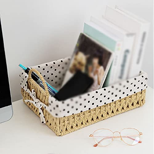 UXZDX Desktop Storage Box, Woven Storage Basket, Rattan Woven Sundries, Cosmetics, Snacks, Living Room Storage Basket (Size : 25cm)