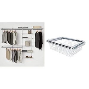 rubbermaid configurations custom closet deluxe kit, white, 4 to 8 foot, fg3h8900wht & configurations custom closet add-on sliding wire basket, white, fg3j0503wht