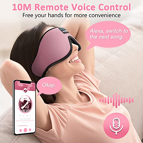 Sleep Mask with Bluetooth Headphones,LC-dolida 3D Sleep Headphones Bluetooth Sleep Mask Breathable Sleeping Headphones for Side Sleepers Best Gift and Travel Essential (Pink)