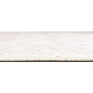 Rugs.com Charlotte Collection Rug – 4 Ft Square Ivory Low-Pile Rug Perfect for Living Rooms, Kitchens, Entryways