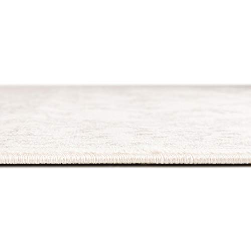 Rugs.com Charlotte Collection Rug – 4 Ft Square Ivory Low-Pile Rug Perfect for Living Rooms, Kitchens, Entryways