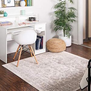 Rugs.com Charlotte Collection Rug – 4 Ft Square Ivory Low-Pile Rug Perfect for Living Rooms, Kitchens, Entryways