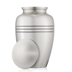 Reminded Adult Cremation Memorial Urn for Human Ashes, Pewter with Black Stripe Brass Funeral Urn with Velvet Bag