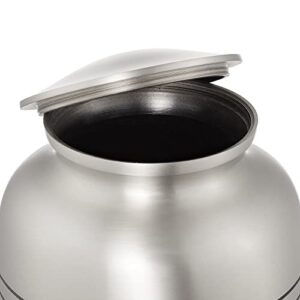 Reminded Adult Cremation Memorial Urn for Human Ashes, Pewter with Black Stripe Brass Funeral Urn with Velvet Bag