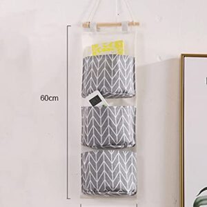 KuAoyoja Over The Door Closet Organizer, 2 Packs Waterproof Wall Hanging Storage Bags with 3 Pockets for Kitchen Bedroom Bathroom (Grey)