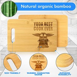 Luxxis Star Wars Kitchen Cutting Board Cooking Accessories - Yoda Best Cook Ever Laser Engraved Bamboo Kitchen Gifts Set- Premium Cookware Apron - Cute Dishwasher Magnet