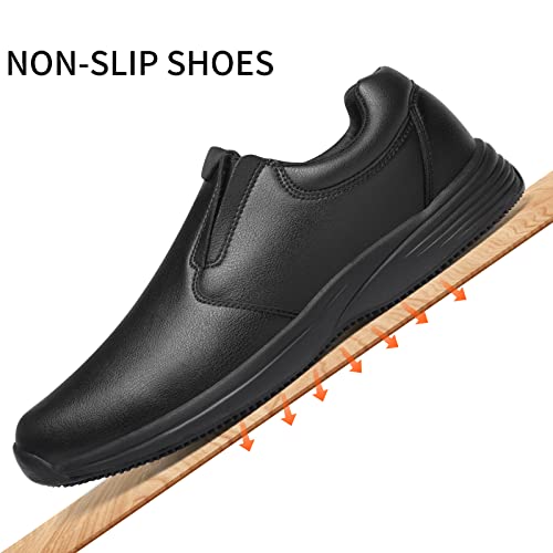 DXINZHI Men's Slip Resistant Work Shoes Food Service Shoes - Professional Oil Water Resistant Chef Shoes ，Suitable for Walking and Casual (BK-9) Black