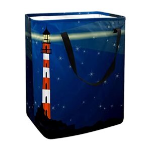 lighthouse and stars blue laundry basket large cloth organizer bag basket foldable laundry hamper with handles