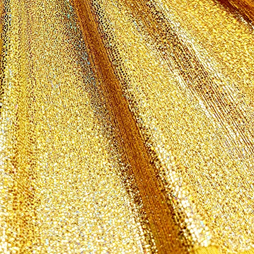 Shattered Glass Hologram Fabric by The Yard Width 58Inches Entelare (Gold/Gold 2yards)