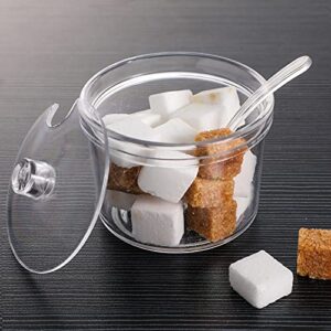 Patelai 4 Pieces Sugar Bowl Acrylic Clear Sugar Bowl with Lid and Salt Spoon Storage Sugar Jar with Airtight Lid for Sugar, Salt, Tea, Spices, Herbs, Condiments (7.1 oz)