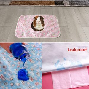 JSLZF Guinea Pig Cage Liner 18”x14”, 3PCS Guinea Pig Pads Washable, Absorbent Waterproof Rat Cage Liner for Chinchillas, Bunnies