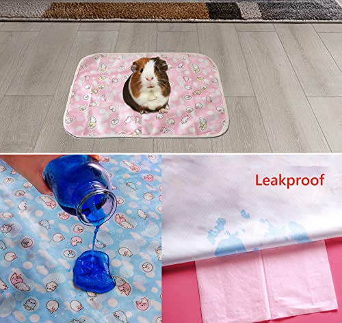 JSLZF Guinea Pig Cage Liner 18”x14”, 3PCS Guinea Pig Pads Washable, Absorbent Waterproof Rat Cage Liner for Chinchillas, Bunnies