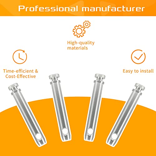 4 Pack Sunluway S07070200 Cat 1 Top Link Pin 3/4 in Dia Pin 5-1/2 Top Link Pin Hitch Pin Accessories for Tractors