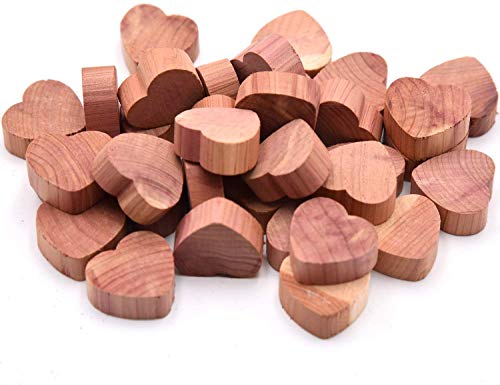 Wahdawn Aromatic Cedar Blocks for Clothes Storage, 100% Natural Cedar Hanger Rings & Hearts Blocks, Storage Accessories Closets & Drawers (40)