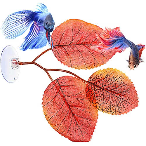 9 Pieces Betta Bed Leaf Hammock Pad Betta Fish Leaf Pad Betta Fish Hammock Betta Fish Accessories Plant Tank Decorations for Lightweight and Realistic Resting Spot Simulating The Habitat