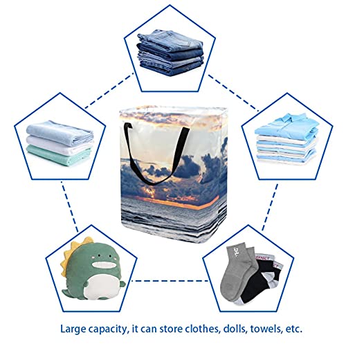 View Sea Laundry Basket Large Cloth Organizer Bag Basket Foldable Laundry Hamper with Handles