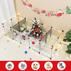 DINMO Rabbit Playpen, Guinea Pig Cages, Hamster Cages, Interesting Game Holes Design for Small Animal, Bunny, Ferret, Hedgehog, DIY, Expanded, Portable, Exercise Fence, 61.4 x 25.4 x 16.4 inches