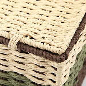 UXZDX Rattan Storage Basket Desktop Sundries Cosmetic Storage Box Hand-Woven Home Basket with Lid (Size : 32cm)