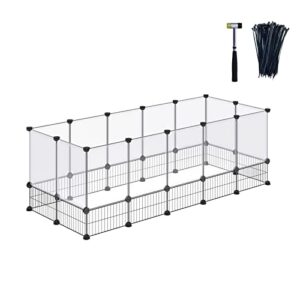 dinmo rabbit playpen, guinea pig cages, hamster cages, iron net bottom design for small animal, bunny, ferret, hedgehog, diy, expanded, portable, exercise fence, 61.4 x 25.4 x 22.3 inches