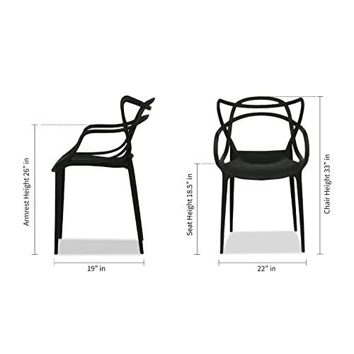 Aron Living Monte 18" Mid-Century Plastic Dining Chairs in Black (Set of 4)