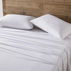 Eddie Bauer - King Sheets, Cotton Flannel Bedding Set, Brushed for Extra Softness, Cozy Home Decor (White, King)