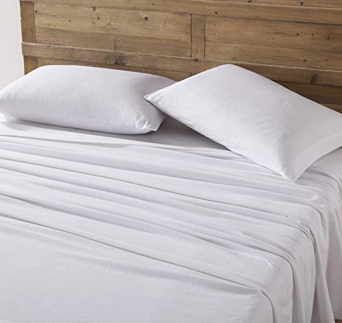 Eddie Bauer - King Sheets, Cotton Flannel Bedding Set, Brushed for Extra Softness, Cozy Home Decor (White, King)