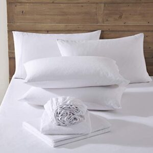 Eddie Bauer - King Sheets, Cotton Flannel Bedding Set, Brushed for Extra Softness, Cozy Home Decor (White, King)