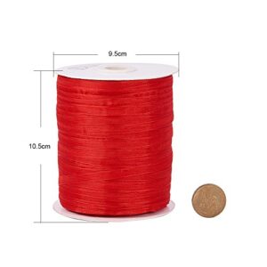 Pandahall 500Yards Sheer Lithe Organza Ribbon 1/4 Inch Wide Transparent Chiffon Ribbon for Wrapping Wedding DIY Decoration (Red)