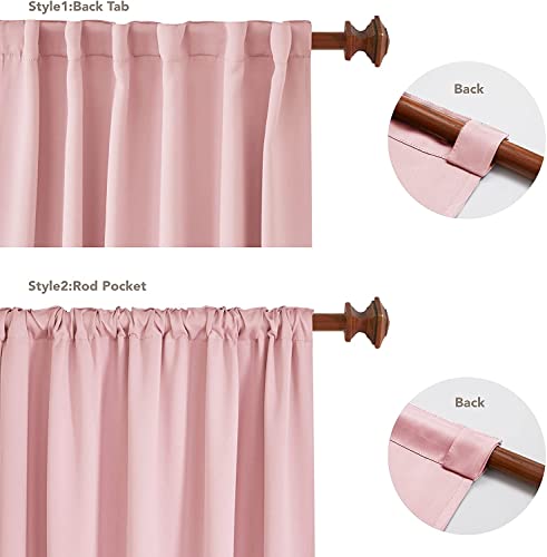 Merryfeel Polycotton Printed Blackout Window Curtains 84 Inch Long 2 Panels, Rod Pocket and Back Tab Drapes for Living Room Bedroom Kids Room - Thermal Insulated Room Darkening (42" W X 84" L) – Pink