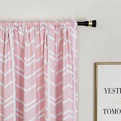 Merryfeel Polycotton Printed Blackout Window Curtains 84 Inch Long 2 Panels, Rod Pocket and Back Tab Drapes for Living Room Bedroom Kids Room - Thermal Insulated Room Darkening (42" W X 84" L) – Pink