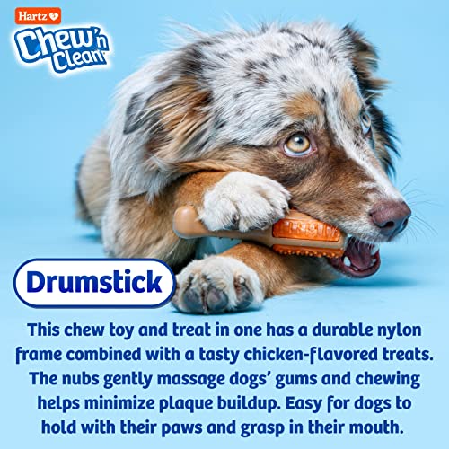 Hartz Chew ‘n Clean Chew Toy and Treat in One Chicken Flavored Drumstick Dog Toy, Small