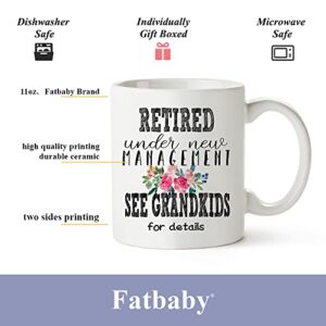 Fatbaby Retirement Gifts for Women,Retired Under New Management See Grandkids For Details Coffee Mug,Happy Retirement Mug for Women 2023,Funny Retirement Gifts for Coworker