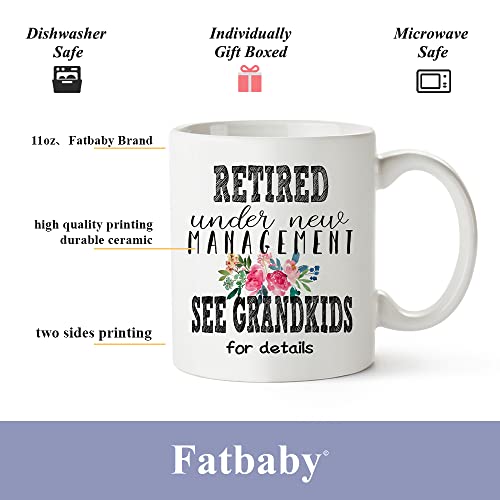 Fatbaby Retirement Gifts for Women,Retired Under New Management See Grandkids For Details Coffee Mug,Happy Retirement Mug for Women 2023,Funny Retirement Gifts for Coworker