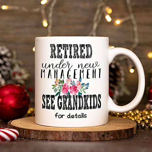 Fatbaby Retirement Gifts for Women,Retired Under New Management See Grandkids For Details Coffee Mug,Happy Retirement Mug for Women 2023,Funny Retirement Gifts for Coworker