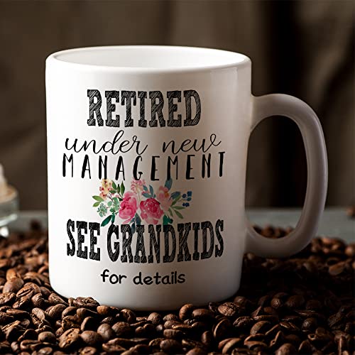 Fatbaby Retirement Gifts for Women,Retired Under New Management See Grandkids For Details Coffee Mug,Happy Retirement Mug for Women 2023,Funny Retirement Gifts for Coworker