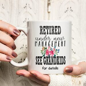 Fatbaby Retirement Gifts for Women,Retired Under New Management See Grandkids For Details Coffee Mug,Happy Retirement Mug for Women 2023,Funny Retirement Gifts for Coworker