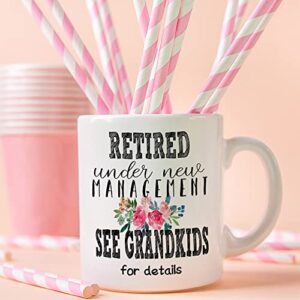 Fatbaby Retirement Gifts for Women,Retired Under New Management See Grandkids For Details Coffee Mug,Happy Retirement Mug for Women 2023,Funny Retirement Gifts for Coworker