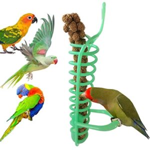 kekafu parrots feeder basket hollow basket food fruit feeding perch stand hanging fruit vegetable millet container birds feeders birds food basket for pet bird supplies 9.8in