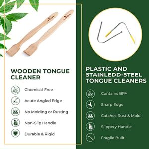 GroupB Wood Tongue Cleaner – Organic Handmade Tongue Scraper Stick Made from Neem Wood for Deep Oral Care – Reduces Mouth Odor and Gives Fresh Breath - Pack of 2