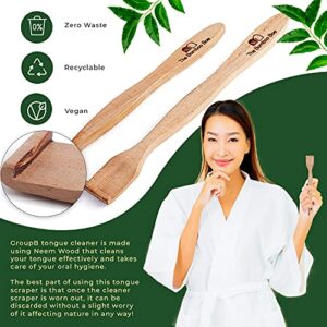 GroupB Wood Tongue Cleaner – Organic Handmade Tongue Scraper Stick Made from Neem Wood for Deep Oral Care – Reduces Mouth Odor and Gives Fresh Breath - Pack of 2