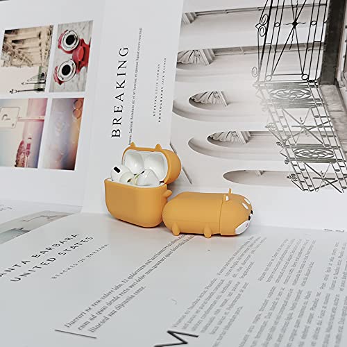 Compatible for Airpod Pro Case 2019 Gen Corgi Dog, Silicone Kawaii Funny Cute Cartoon 3D Animal Design Stylish Boys Girls Kids Teens Women Case Cover for Airpods Pro with Carabiner - Shiba Inu