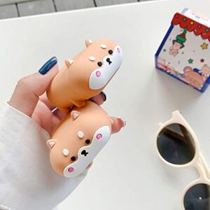 Compatible for Airpod Pro Case 2019 Gen Corgi Dog, Silicone Kawaii Funny Cute Cartoon 3D Animal Design Stylish Boys Girls Kids Teens Women Case Cover for Airpods Pro with Carabiner - Shiba Inu