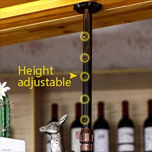 YHS Wine Rack - Industrial Retro Metal Wine Glass Hanging Rack Ceiling Decoration Floating Shelf with Adjustable Rods, for Bars Restaurants Kitchens (Black, 60x35cm)